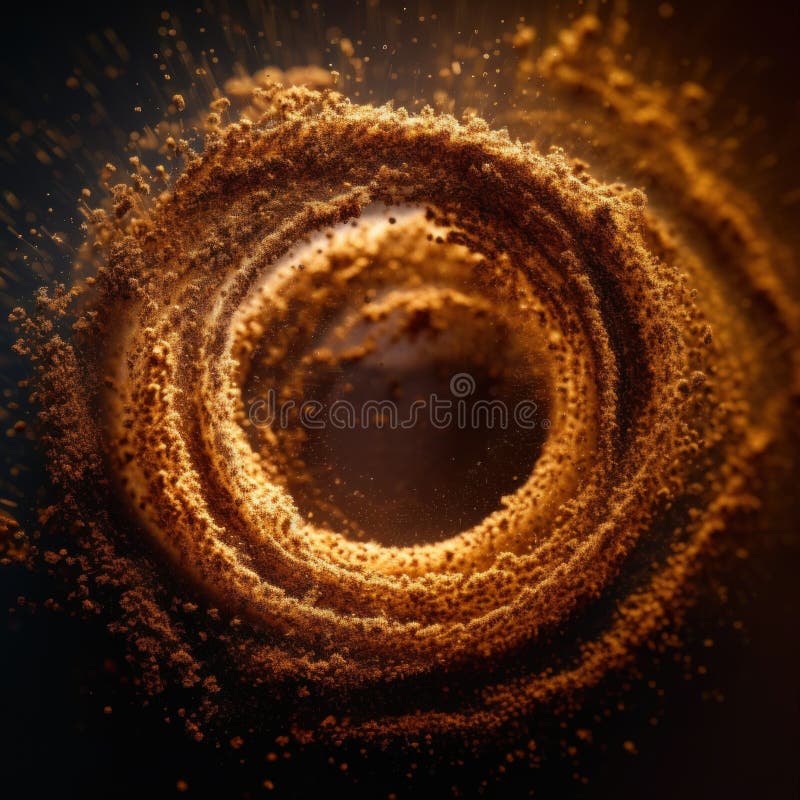 A Spiral of Brown Powder on a Black Background. Generative AI Image ...
