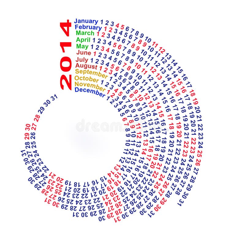 Calendar 2015 Year Round Shape Stock Vector - Illustration of monthly ...