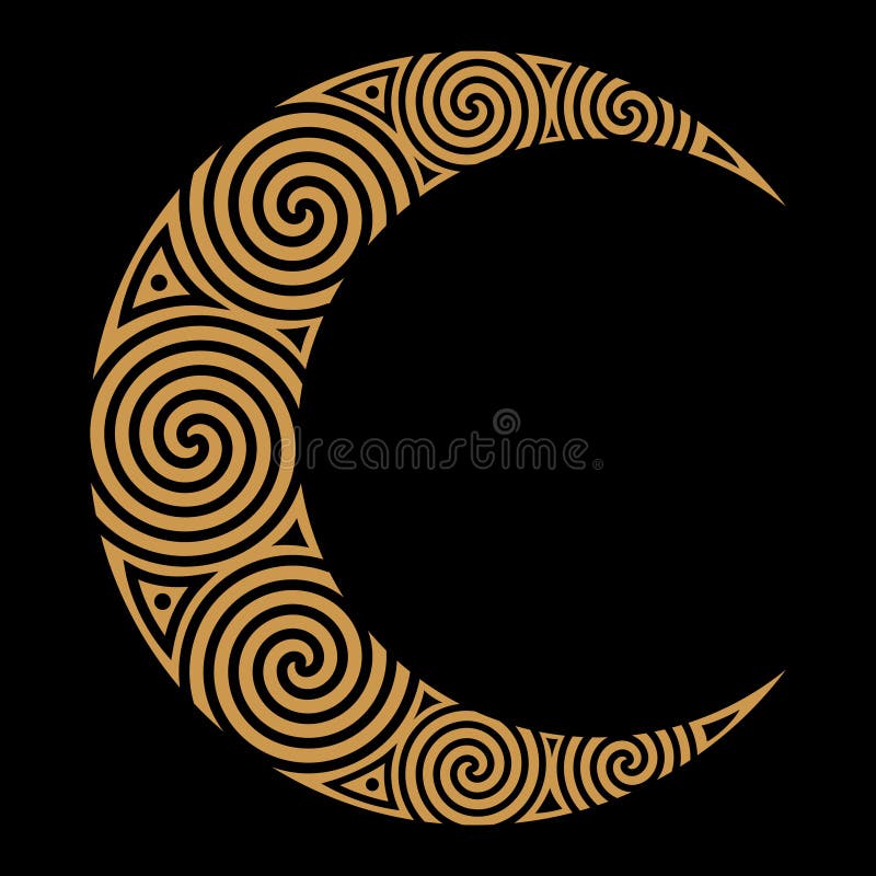 Spiral Celtic Moon and Celtc Sun Stock Illustration - Illustration of ...
