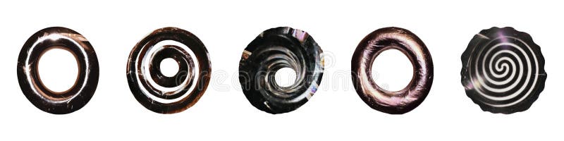 Spiral and Circular Objects in Monochrome Style Vintage Element Set ...