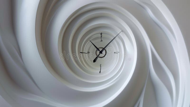 Spiral Clock with Twisting White Layers in a Surreal Space Stock Photo ...