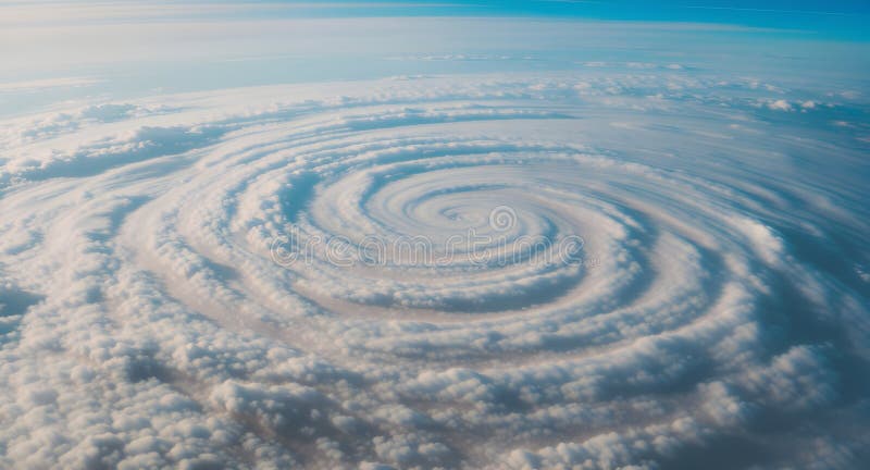 Spiral Cloud Formation Aerial View Stock Illustration - Illustration of ...