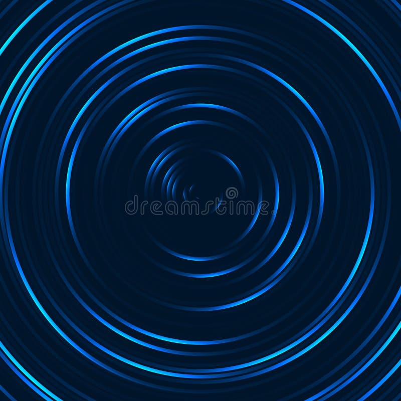 Spiral, Concentric Lines, Circular, Rotating Background. Blue Radial Rings on a Black Background ...