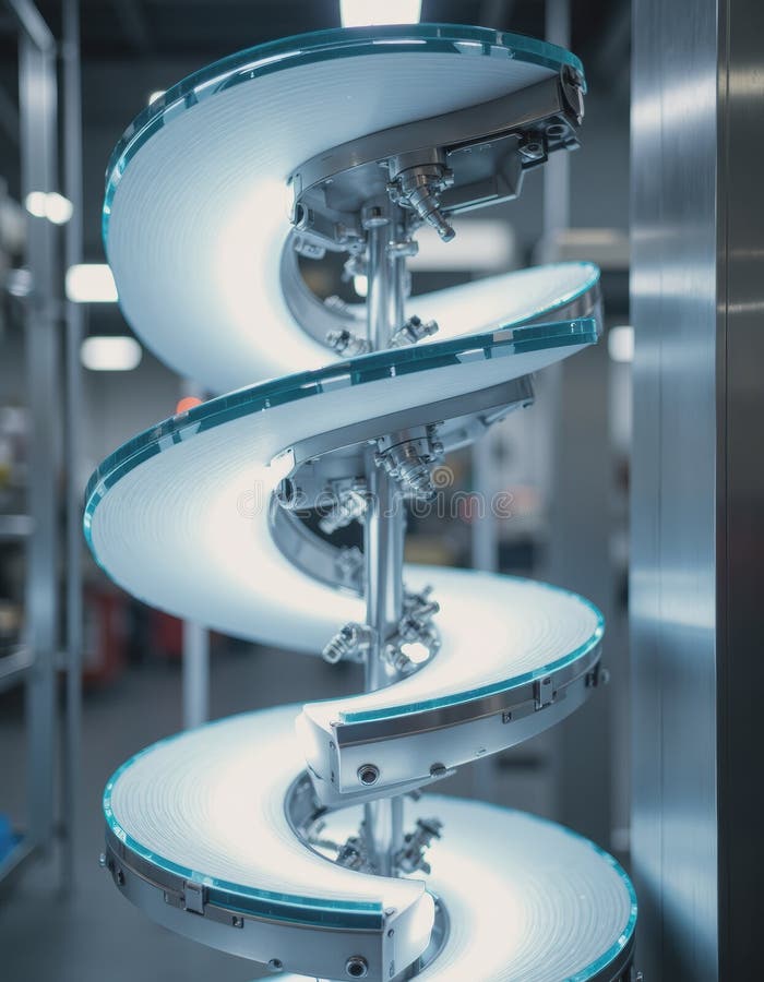 Spiral Conveyor System Optimizing Vertical Space in a Compact Facility Stock Image - Image of ...