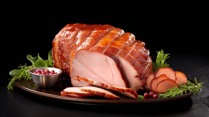 Spiral-Cut Christmas Ham with Brown Sugar Glaze Stock Illustration ...