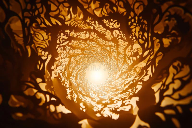 A Spiral of Cut-out Paper Designs Forms Intricate Shadow Art ...