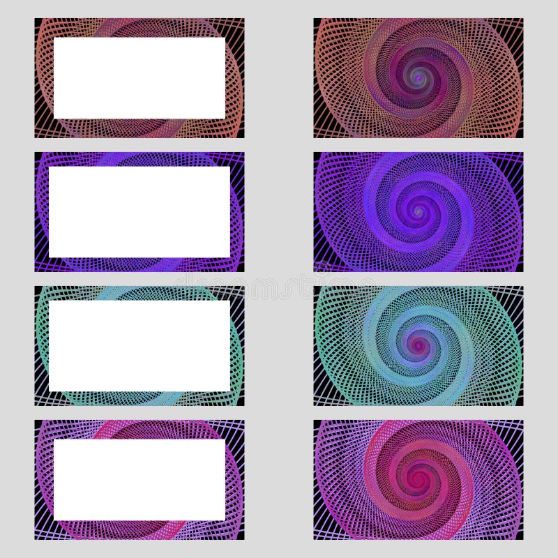 Spiral Design Business Card Frame Set Stock Vector - Illustration of ...