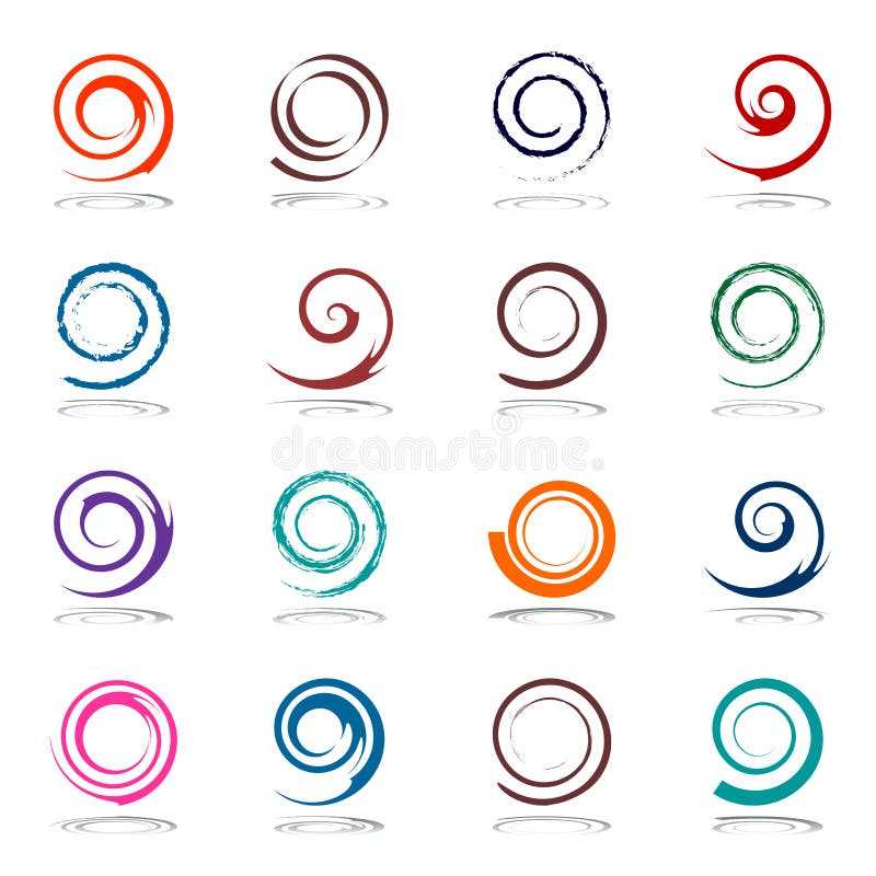 Spiral Design Elements Set. Stock Vector - Illustration of colorful ...