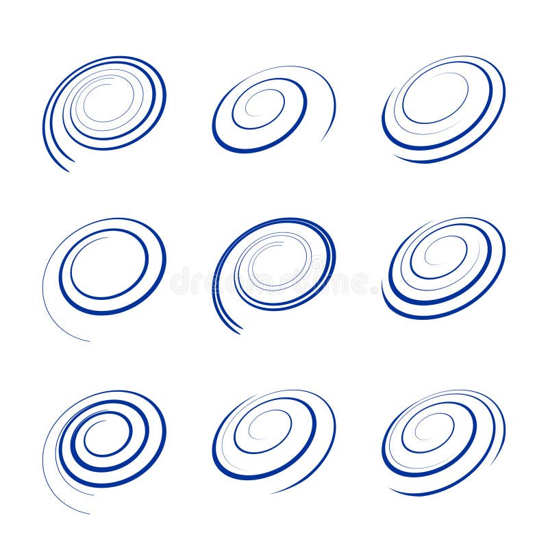 Spiral Design Elements Set. Abstract Swirl Icons Stock Vector ...