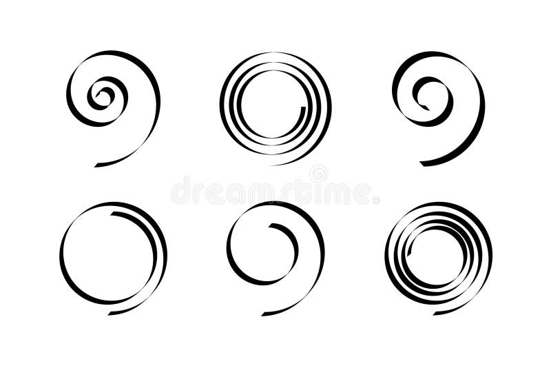 Spiral Design Elements Set. Abstract Swirl Icons Stock Vector ...