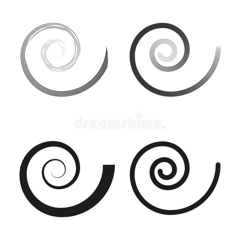 Spiral Design Elements Set. Abstract Swirl Icons. Vector Illustration ...