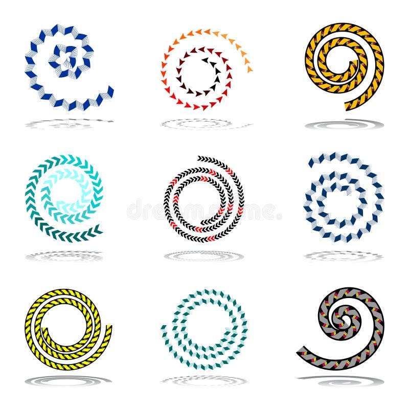 Spiral Design Elements Set. Stock Vector - Illustration of sign ...