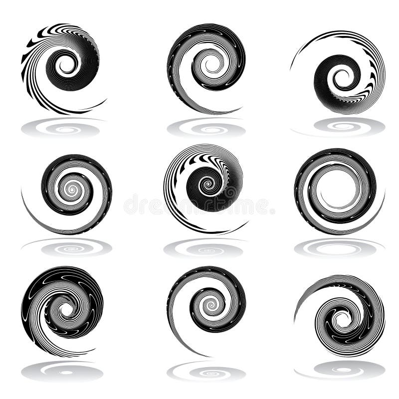 Spiral Design Elements Set. Stock Vector - Illustration of creative ...