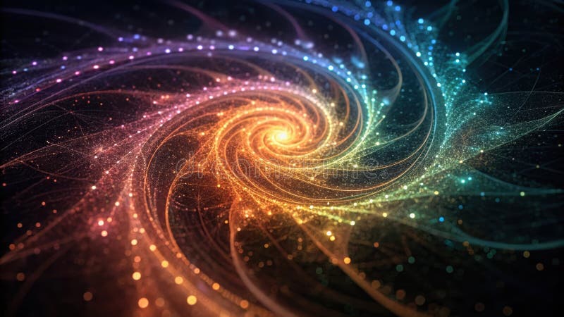 Spiral Design Filled with Swirling Particles Creating a Colorful and ...