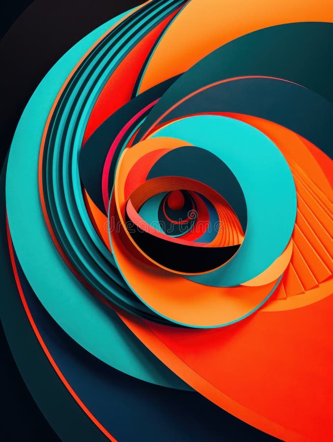 A Spiral Design Made of Orange and Blue Paper. AI Generative Image ...