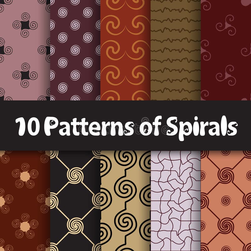 Spiral Different Vector Seamless Patterns Stock Vector - Illustration ...