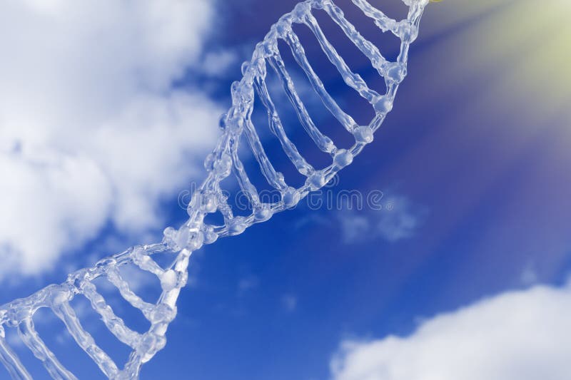 Spiral Dna Against the Blue Sky with Clouds Stock Photo - Image of gene, genome: 112353598