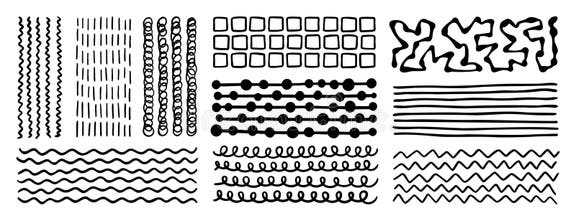 Spiral Doodle Hand Drawn Wavy Underline Set. Wavy Lines Smooth Elements ...