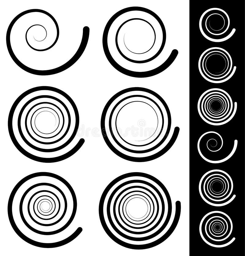 Spiral Elements. Set of 6 Different Swirl, Swoosh Stock Vector ...