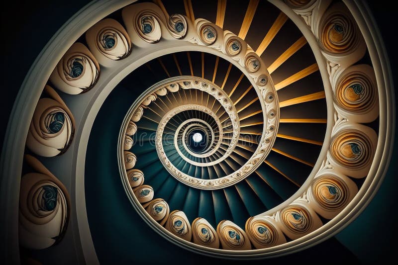 Spiral Endless Stairs Kaleidoscope with Visual Effect, Illustration ...