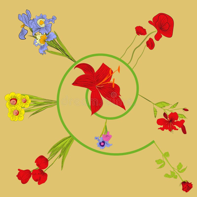 Spiral with flowers stock vector. Illustration of hibiscus - 11983479