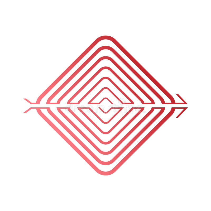Spiral in the Form of a Square with an Arrow. Simple Vector ...