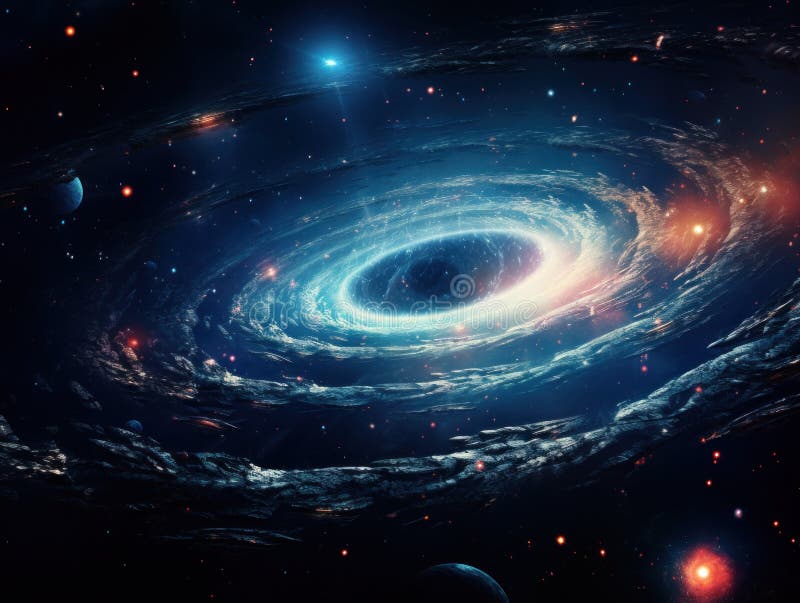 A Spiral Galaxy with a Black Hole in the Center, AI Stock Image - Image ...