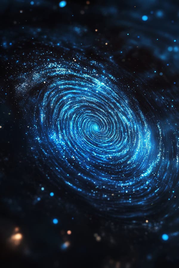 A Spiral Galaxy with Blue Stars and a Blue Center Stock Illustration - Illustration of spiral ...