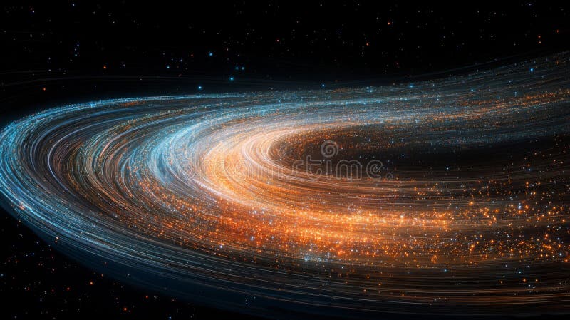 Spiral Galaxy Cosmic Dust in Blue and Orange Hues Stock Illustration ...