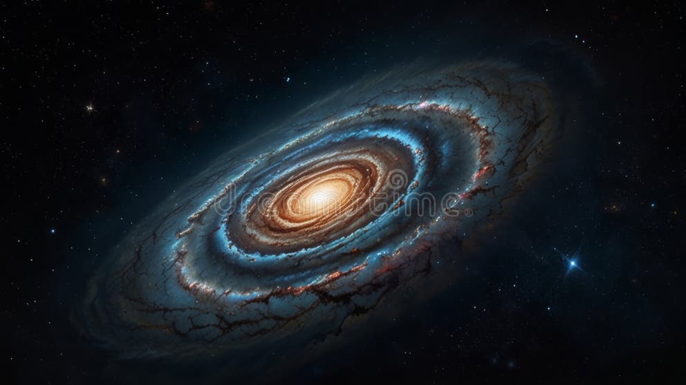 Spiral Galaxy Disk Floating in Outer Space, Showcasing Its Intricate ...