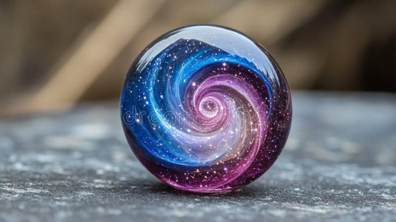 Spiral Galaxy Glass Sphere Art Stock Illustration - Illustration of ...
