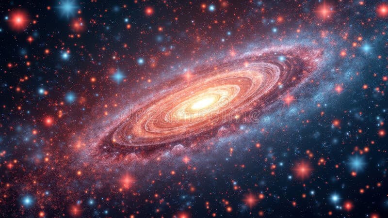 Spiral Galaxy with Glowing Core and Bright Surrounding Stars in Deep ...