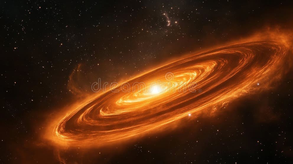 Spiral Galaxy with Glowing Cosmic Disc in Space Stock Illustration ...