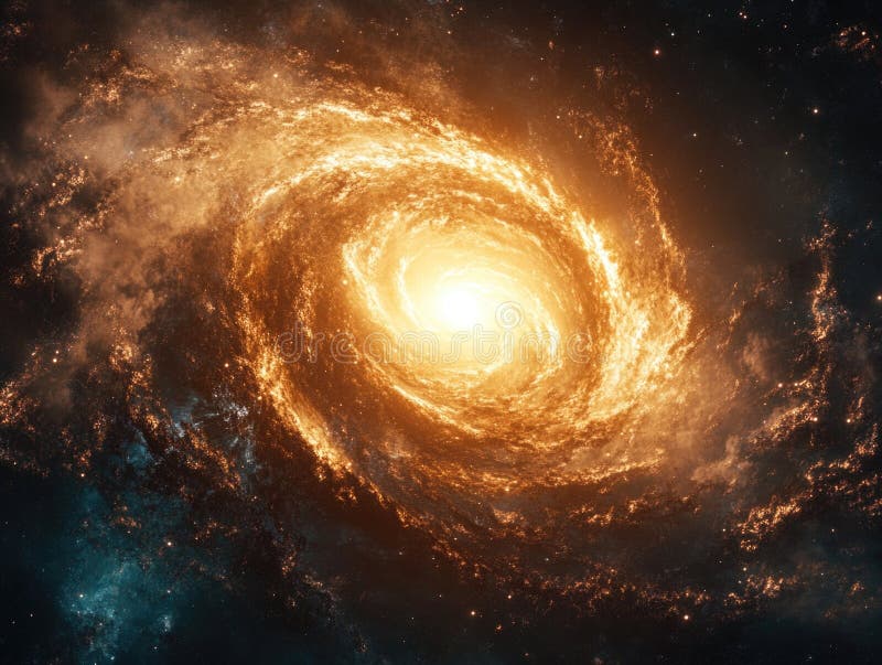 Spiral Galaxy with Orange Center Stock Image - Image of orange ...