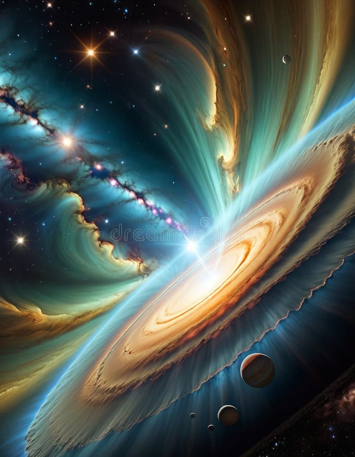 Spiral Galaxy and Planetary System Stock Photo - Image of radiant ...