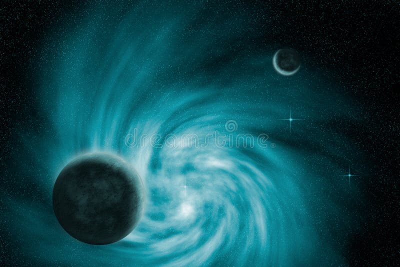 Spiral Galaxy with Planets stock illustration. Illustration of ...