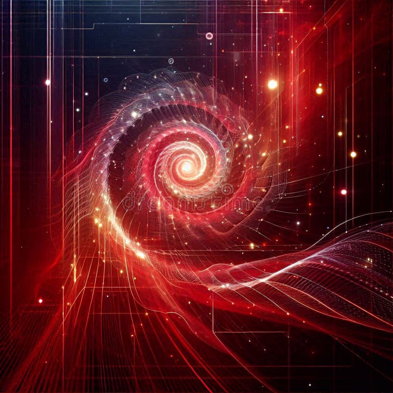 Spiral Galaxy Red White Light Streaks Vibrant Abstract Cosmic Backdrop ...