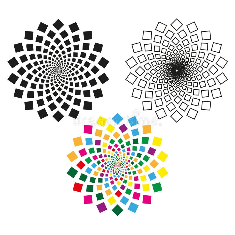 Spiral Geometric Shapes. Rotating Square Pattern. Colorful Abstract ...