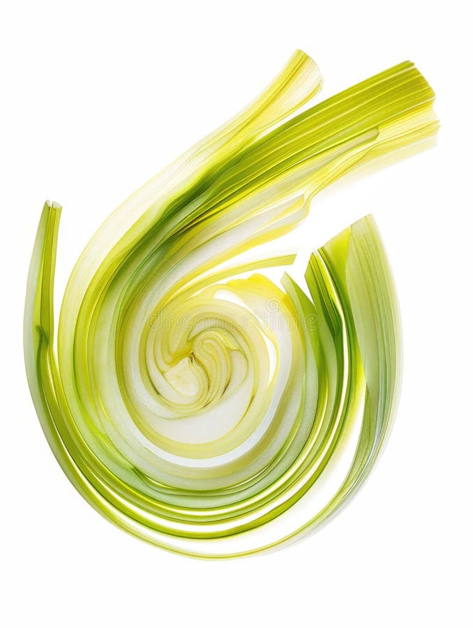 A Spiral of Green Vegetables is Shown in a White Background Stock ...