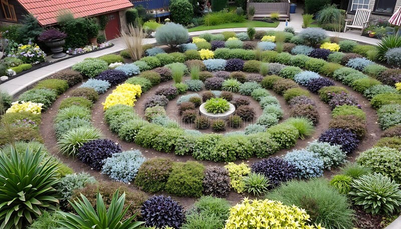 Spiral Herb Garden Design, Circular Landscaping and Aromatic Plant ...