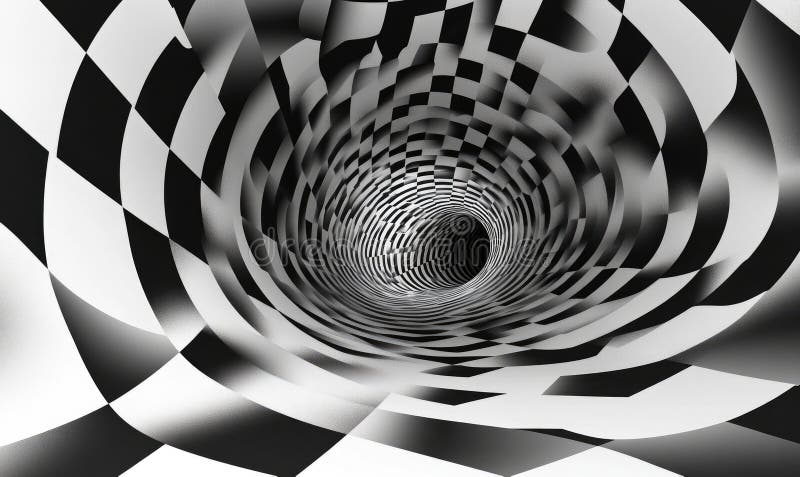 A Spiral Hole with Black and White Checkered Patterns Stock Image ...