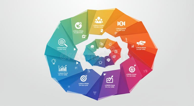 A Spiral Infographic Composed of Colorful, Overlapping Triangular ...
