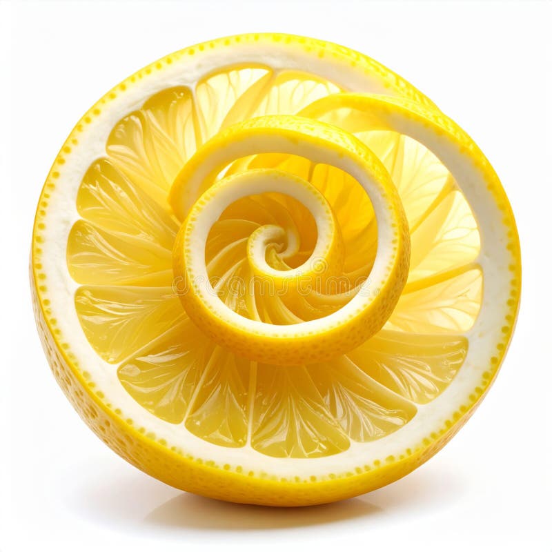 Spiral Lemon Peel Design, Yellow Citrus Fruit Studio Shot Stock ...