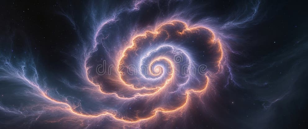 A Spiral Nebula in Deep Space Shows Glowing Cosmic Dust. Stock Photo ...