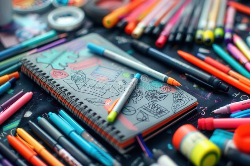 Crafting Creativity with Colorful Markers and Doodles on a Spiral ...