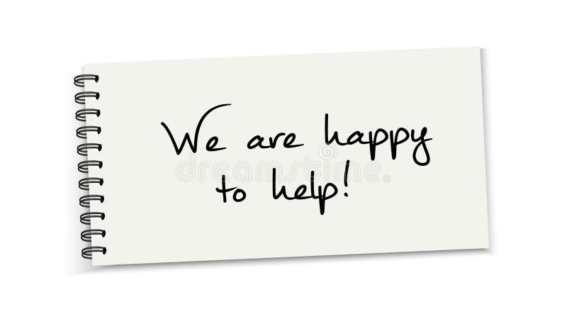 Spiral Notebook we are Happy To Help! - Realistic Vector Illustration ...