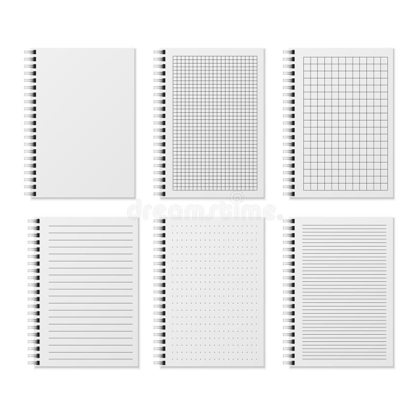 Spiral Notebook Mockup Set with Various Page Layouts Vector Stock ...
