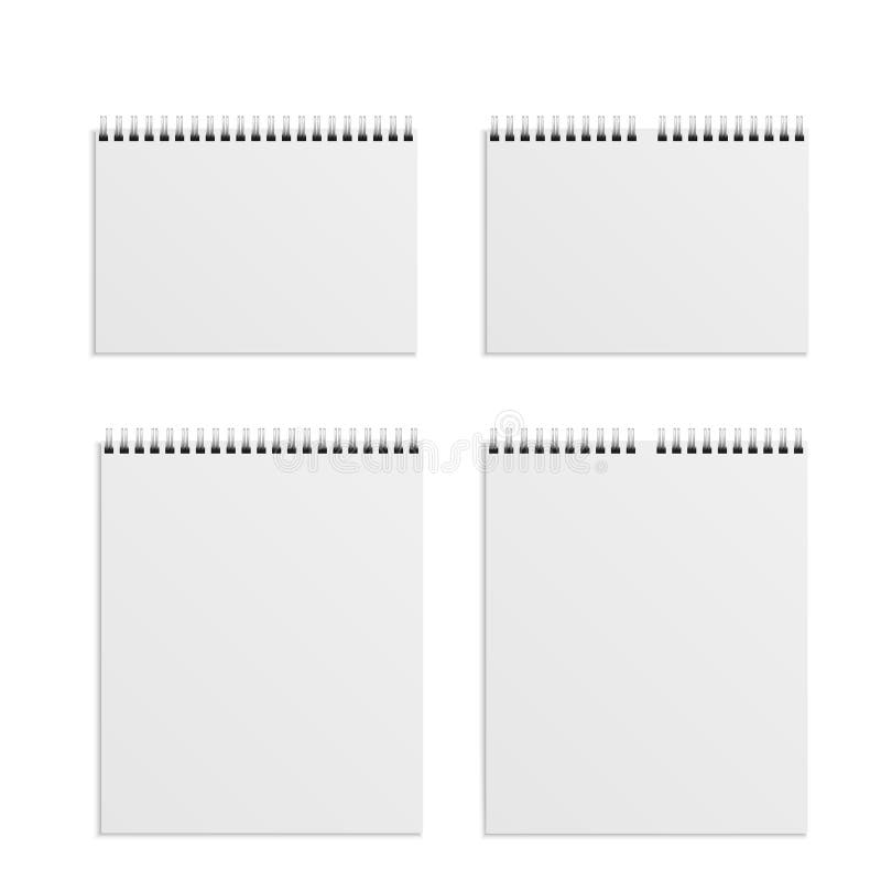 Spiral Notebook Mockup Set with Various Page Layouts Vector Stock ...