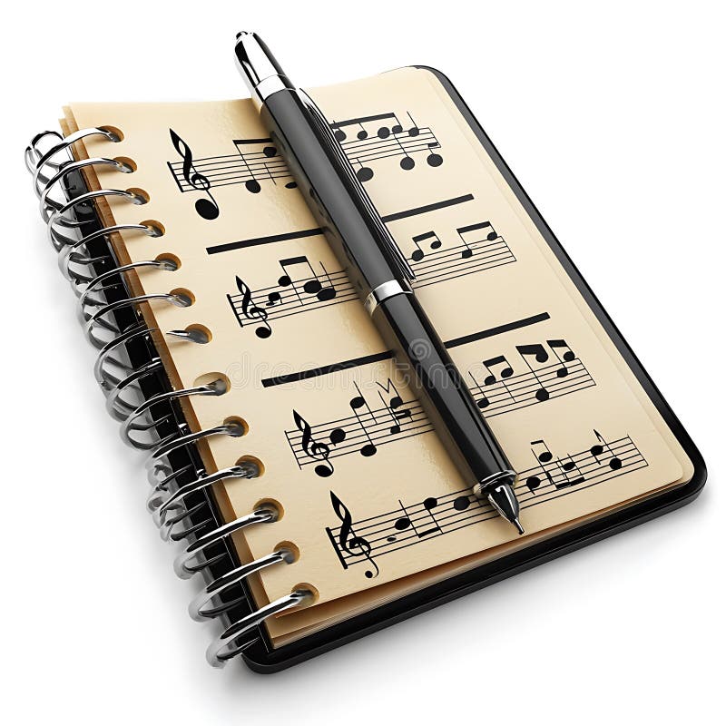 Spiral Notebook with Musical Notes and Pen Composition and Creativity ...