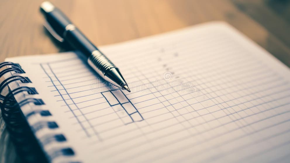 Spiral Notebook Pen Grid Paper Planning Design Stock Illustration ...